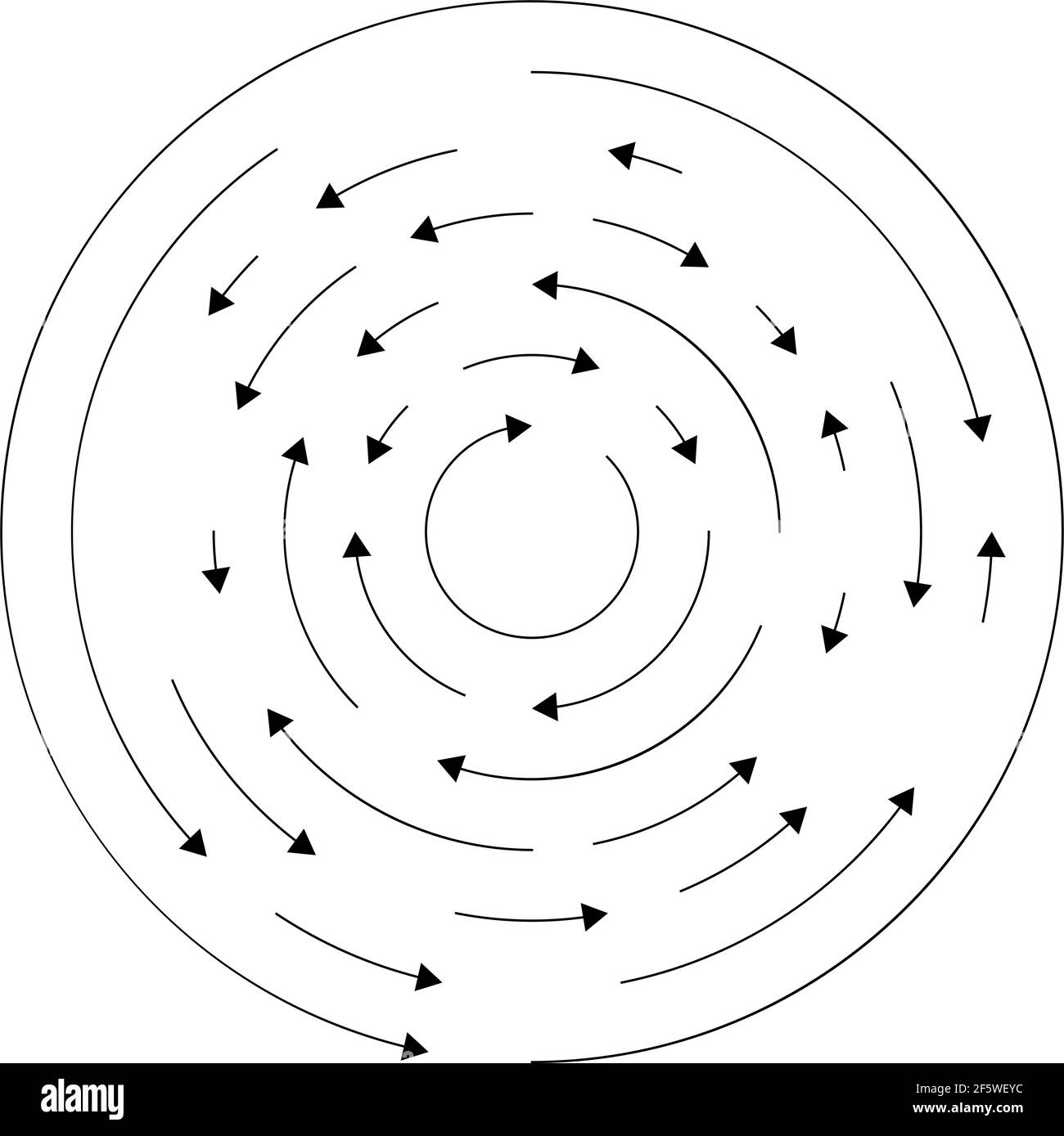 Circular, concentric arrows in opposite direction — Stock vector ...