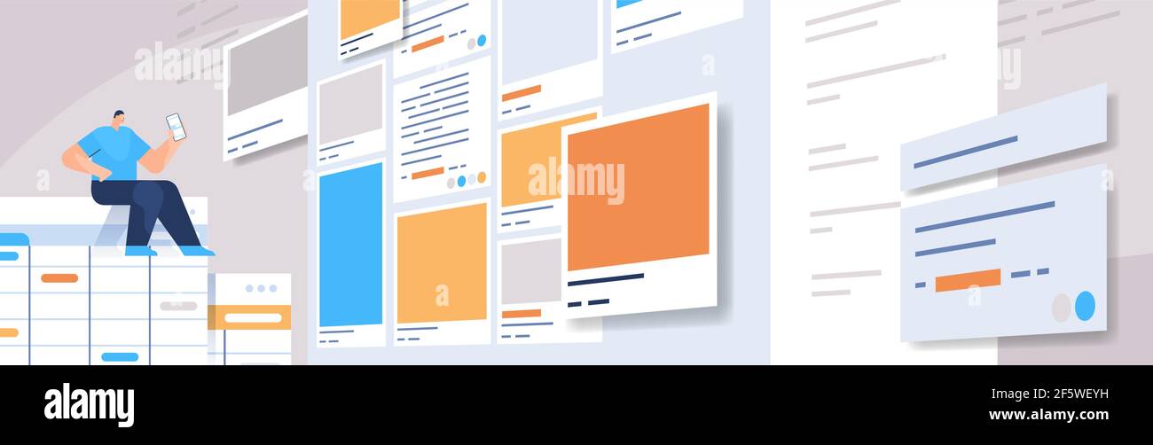 Man Developer Creating Mobile App Ui Interface Web Application Development Program Software