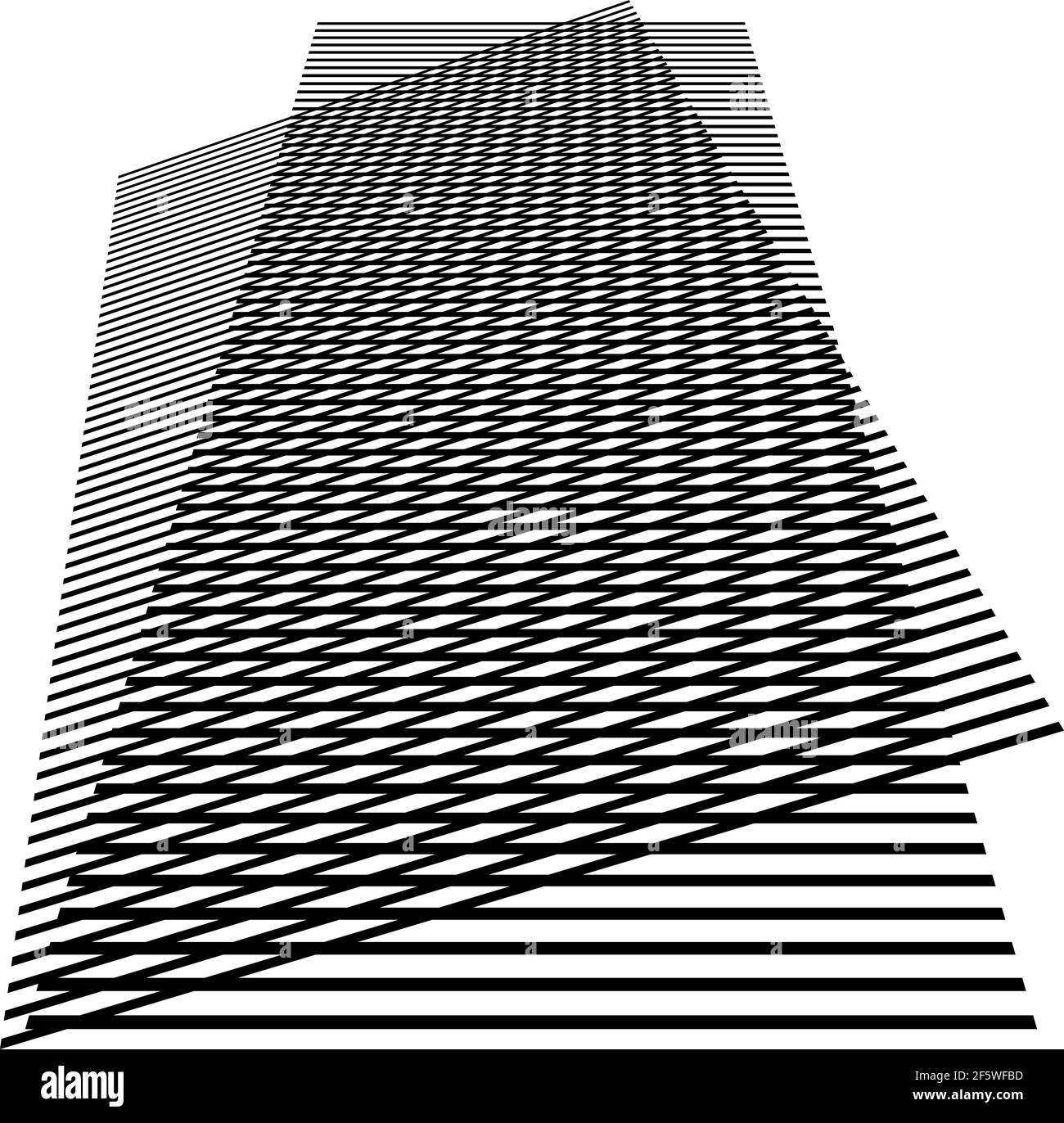 3D moire grid mesh. Tilted, skew intersecting lines pattern vector ...