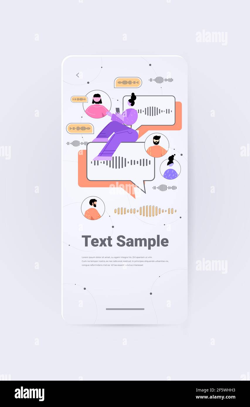 people communicating by voice messages in mobile app audio chat ...
