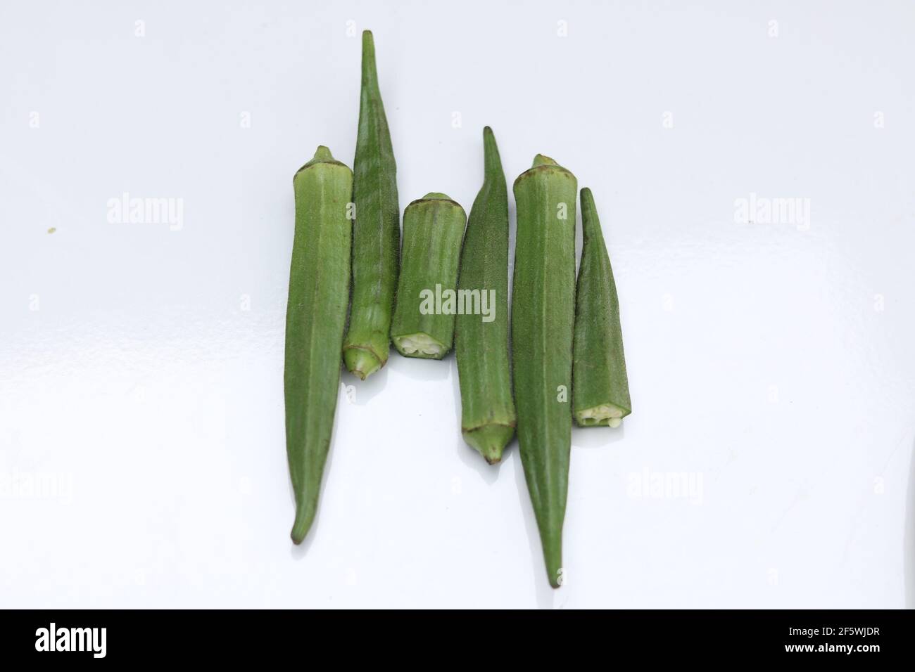 Organic okra green isolated, Fresh vegetable lady finger close up ...