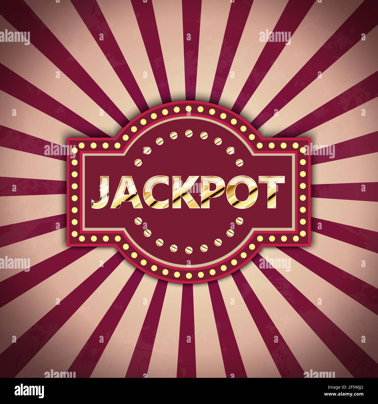 Jackpot retro banner with glowing lamps. Vector illustration with ...