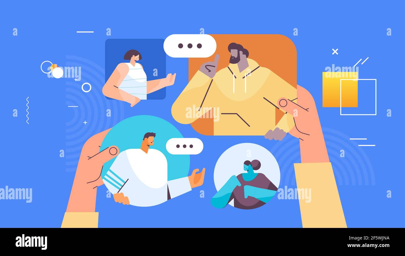 people chatting in messenger or social network chat bubble ...