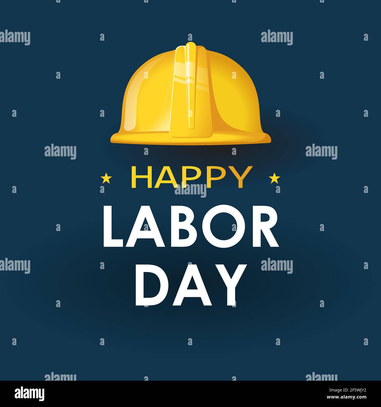 Happy labor day banner. Yellow worker helmet isolated on white ...