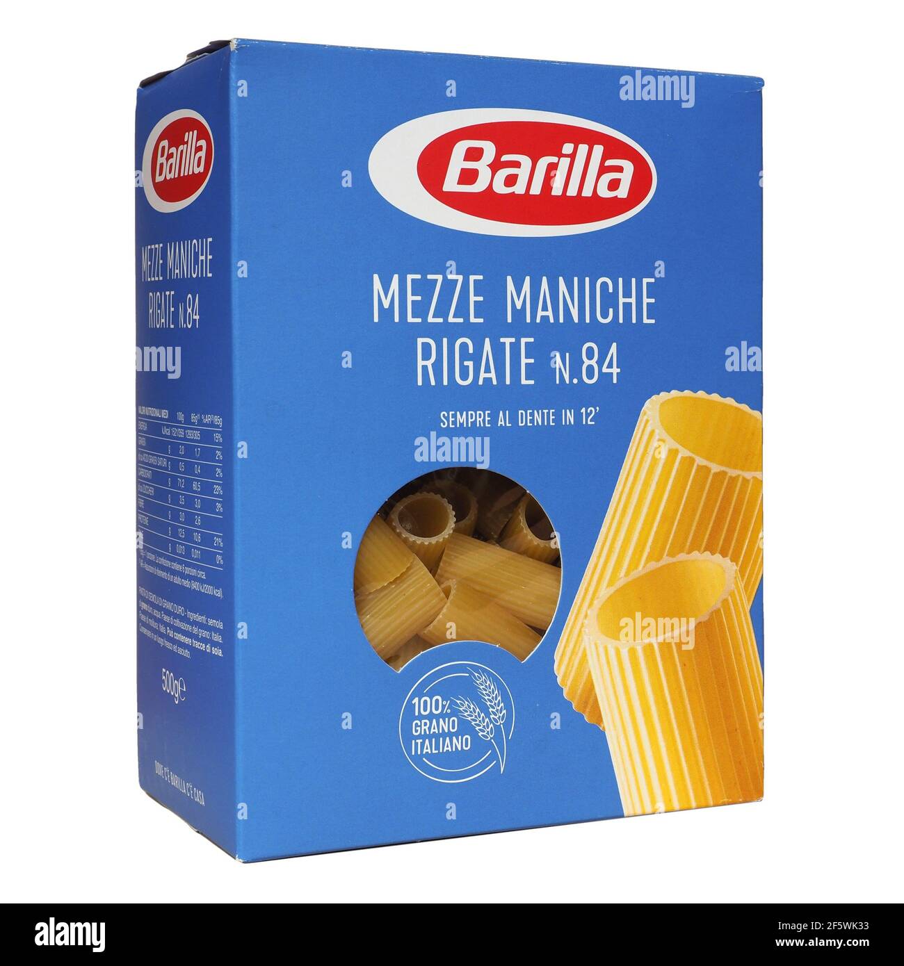 PARMA, ITALY - CIRCA FEBRUARY 2021: Box of Barilla pasta isolated over ...