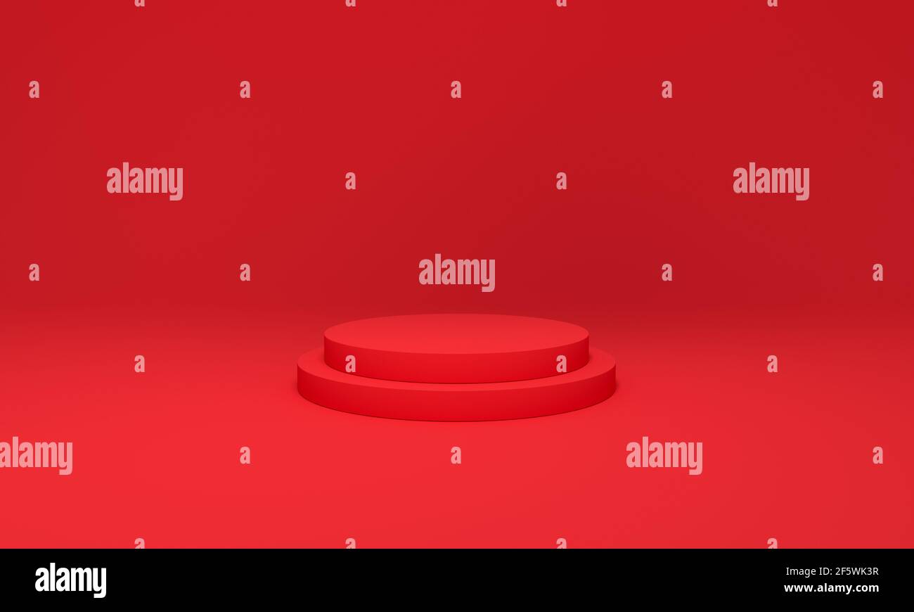 Red pedestal to display the product and design. Winner concept. 3d ...