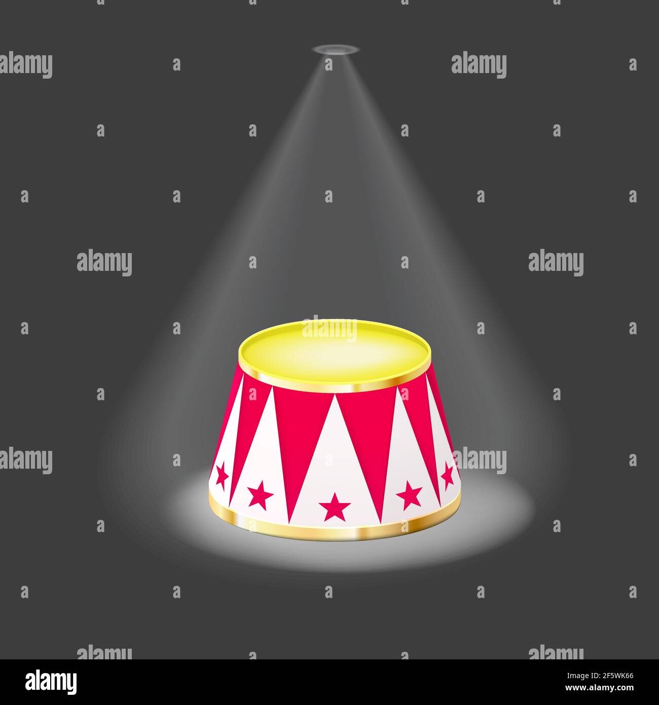 Circus show pedestal podium with sparkling star light or spotlight ...