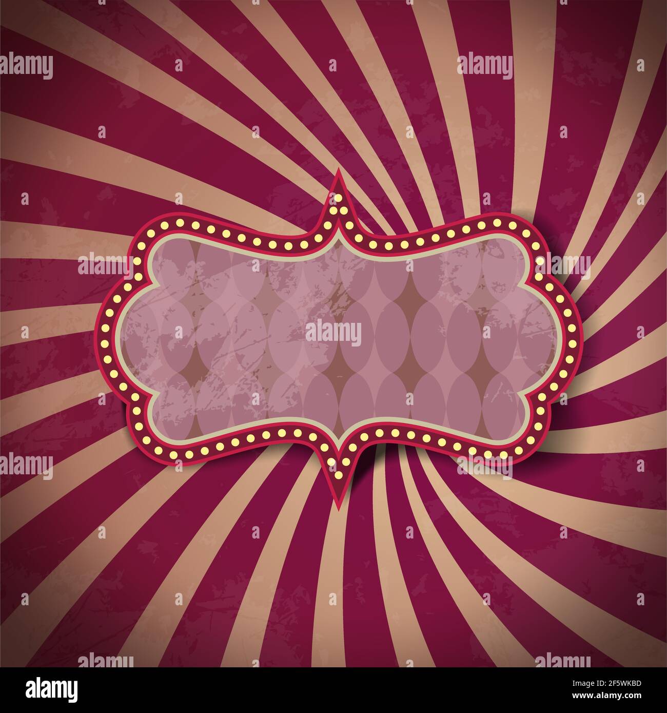 Red frame with light bulbs on the background of the. Vector ...