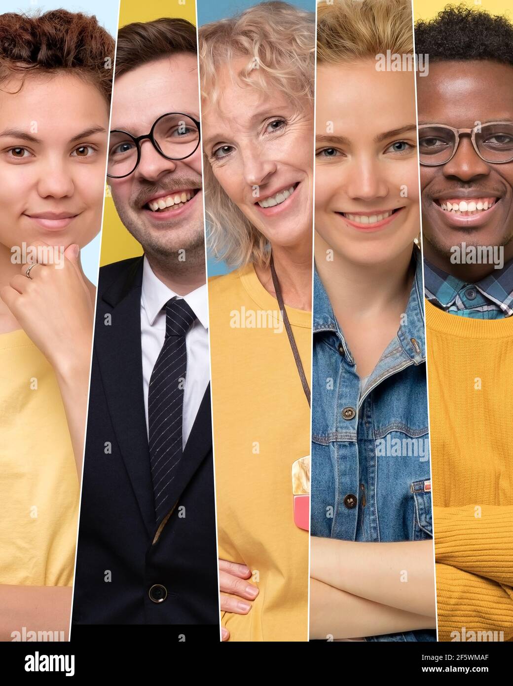 Collage Of Smiling Portraits Of Mixed Age Group Positive Facial Human