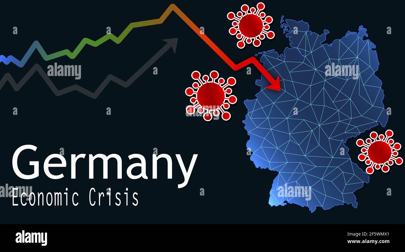 An illustration of the map of Germany with the economic crisis graph ...