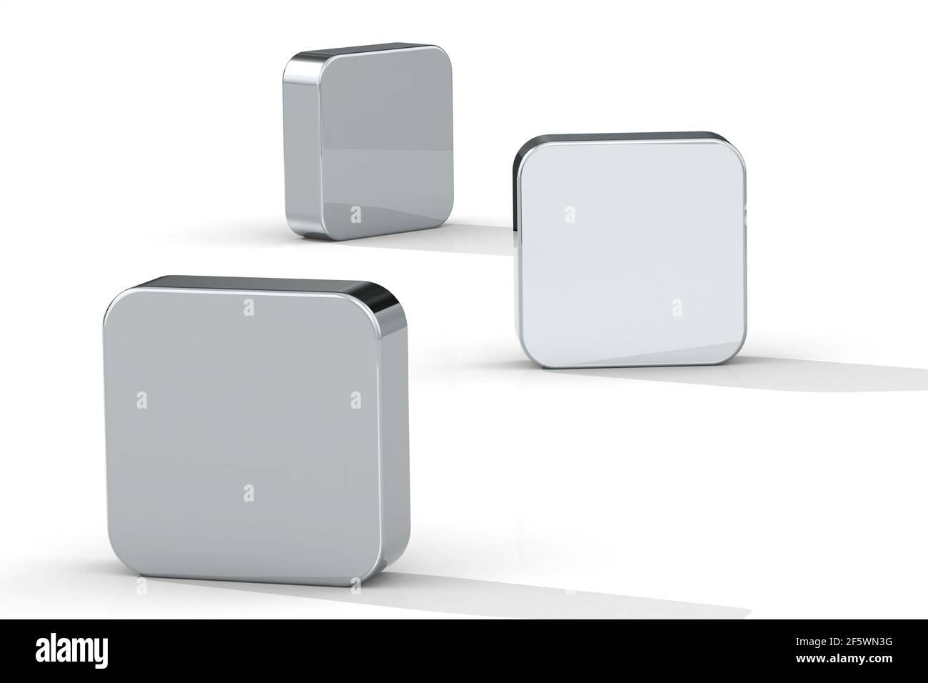 A 3D rendering of simple metal blocks isolated on a white background ...