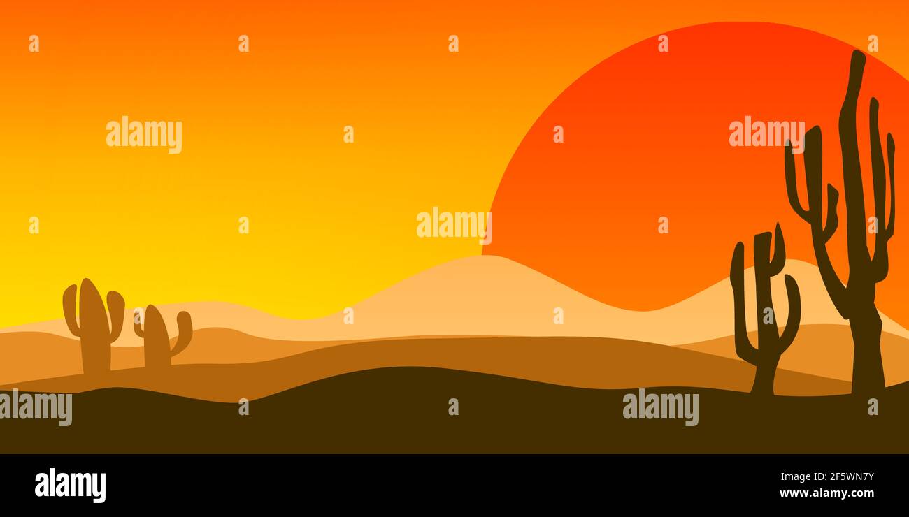 An illustration of a desert during the sunset - perfect for wallpapers ...