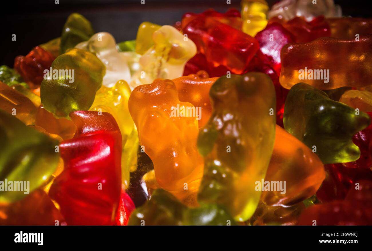 Colorful Gummy Bears or jelly babies in close-up Stock Photo - Alamy