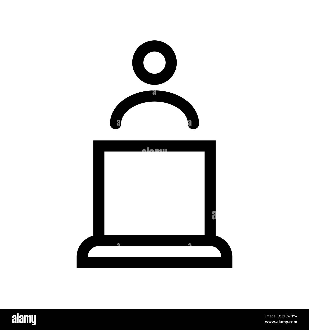 Pedestal or tribune for performances with person outline icon isolated ...