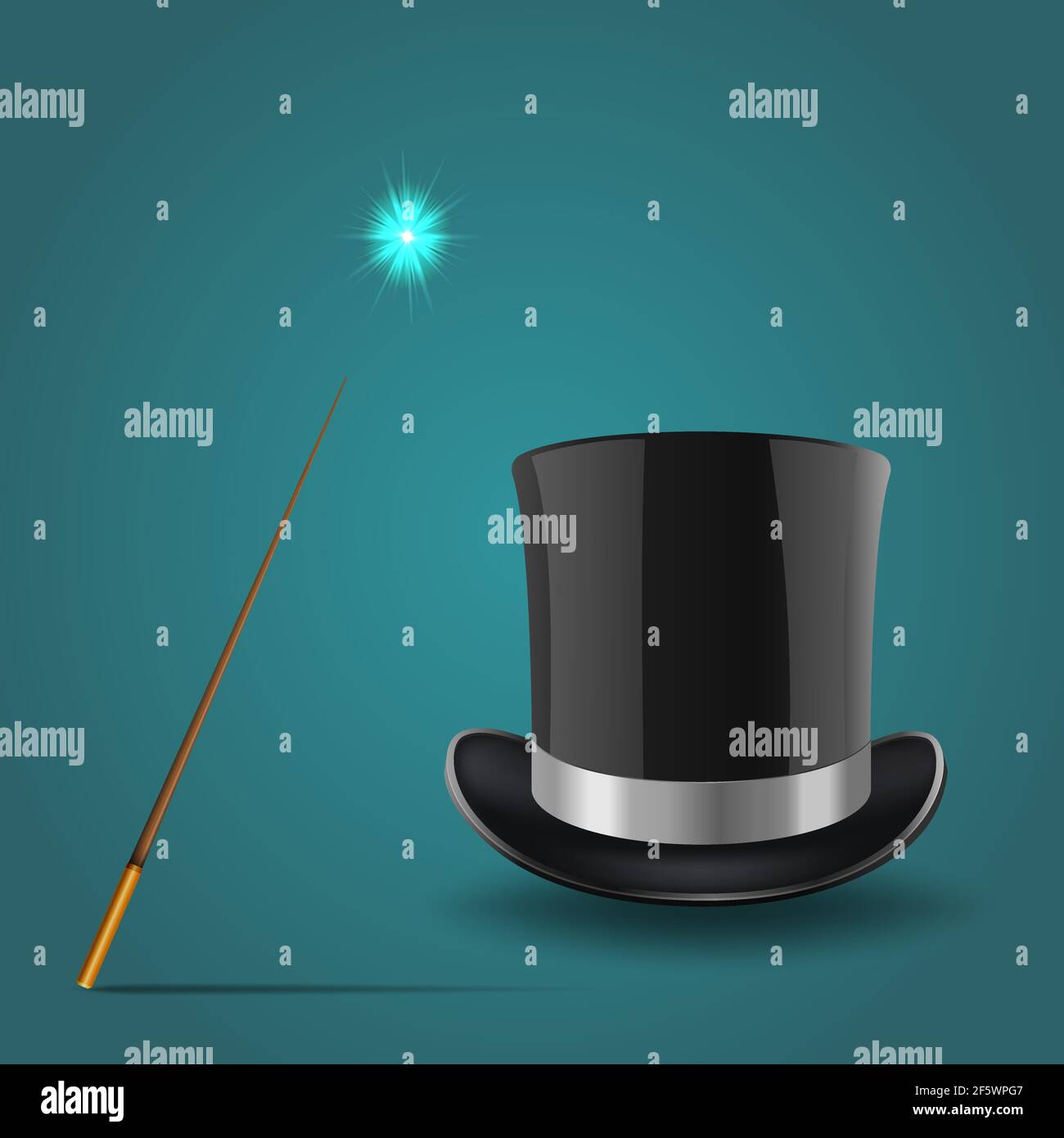 Top hat and magic wand Stock Vector Images - Alamy