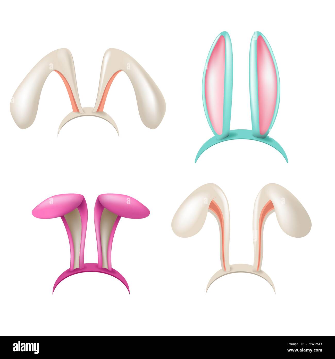 set of Cartoon headband icon with rabbit shape ears. Vector ...