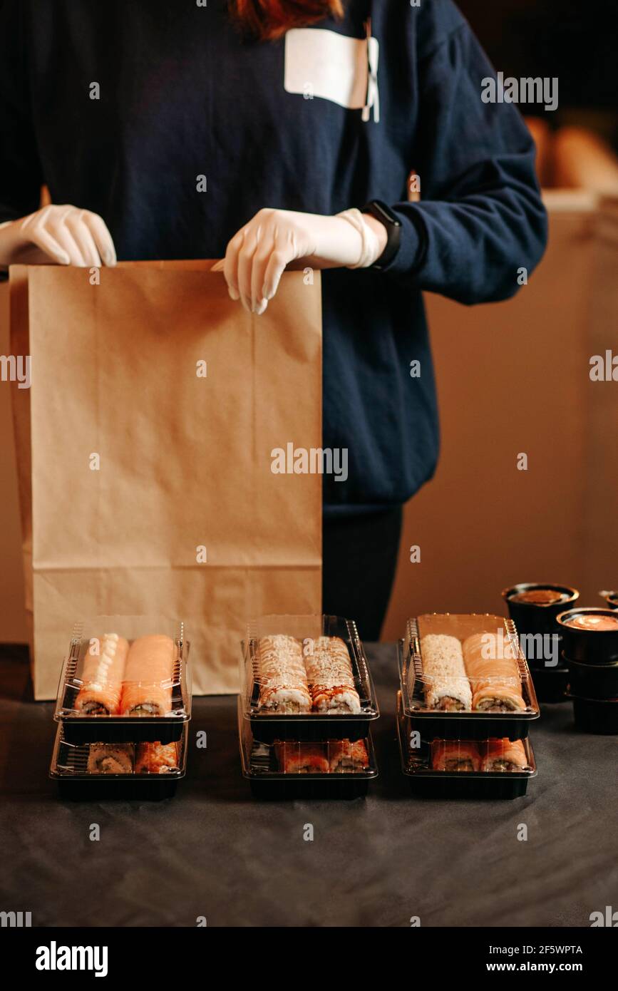 Sushi to go concept. Takeaway box with sushi Stock Photo - Alamy