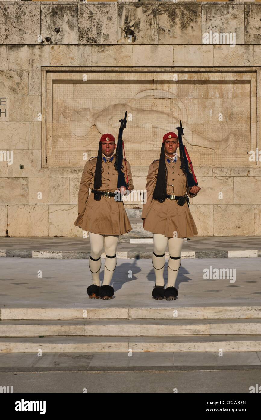 Changing of the presidential guard Evzones, Syntagma square, Athens ...