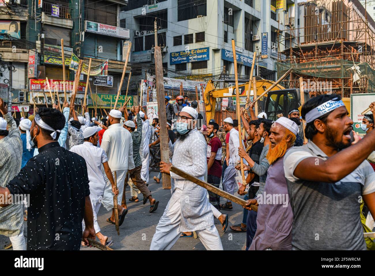 Indian police with sticks hi-res stock photography and images - Alamy