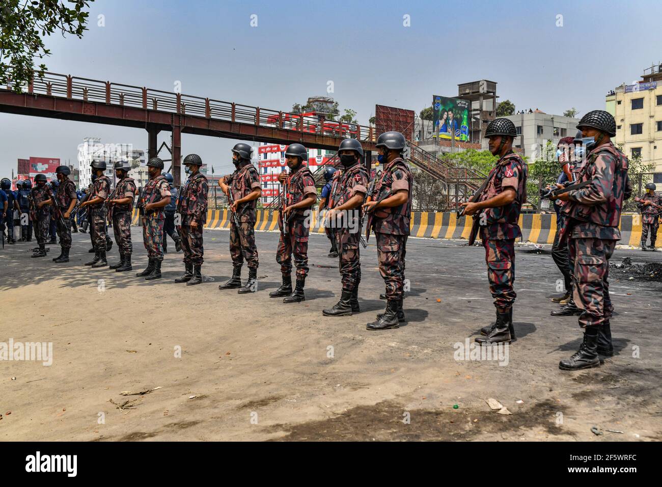 Border Guards Bangladesh (BGB) personnel stand on guard during the ...
