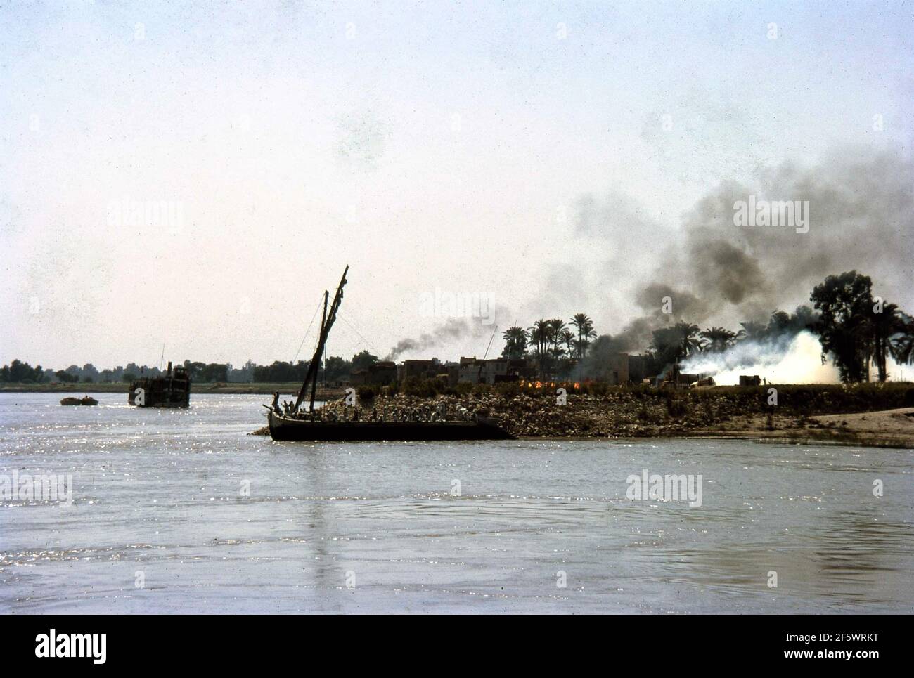 River Boat attack scene for CHARLTON HESTON as General Charles ...