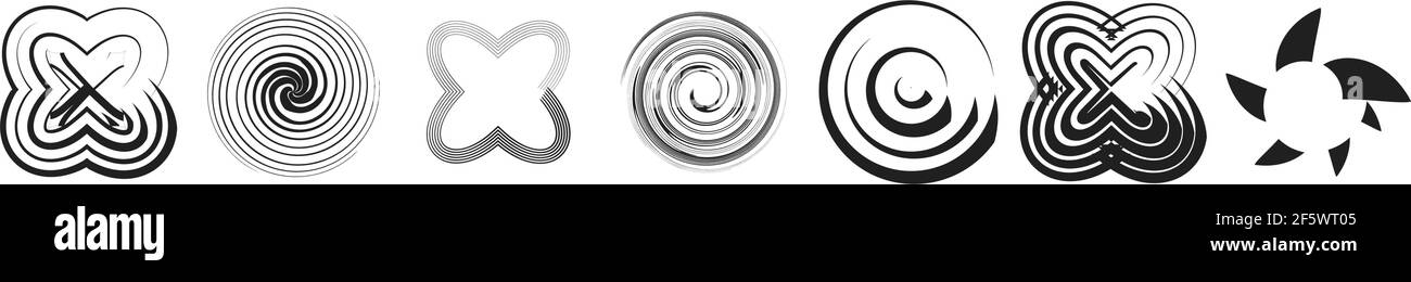 Circular, radial element shape set vector image Stock Vector Image ...