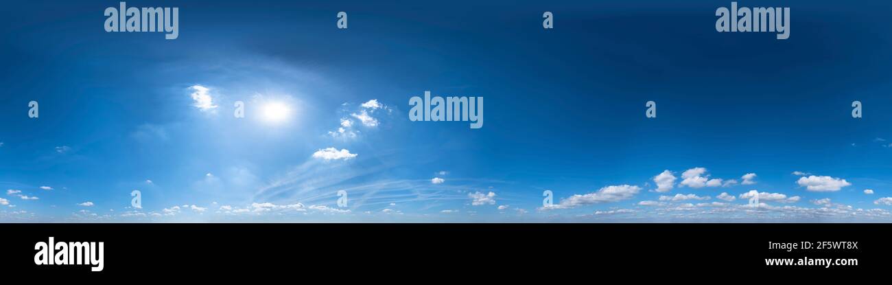 Seamless panorama with blue sky 360-degree view and beautiful clouds ...