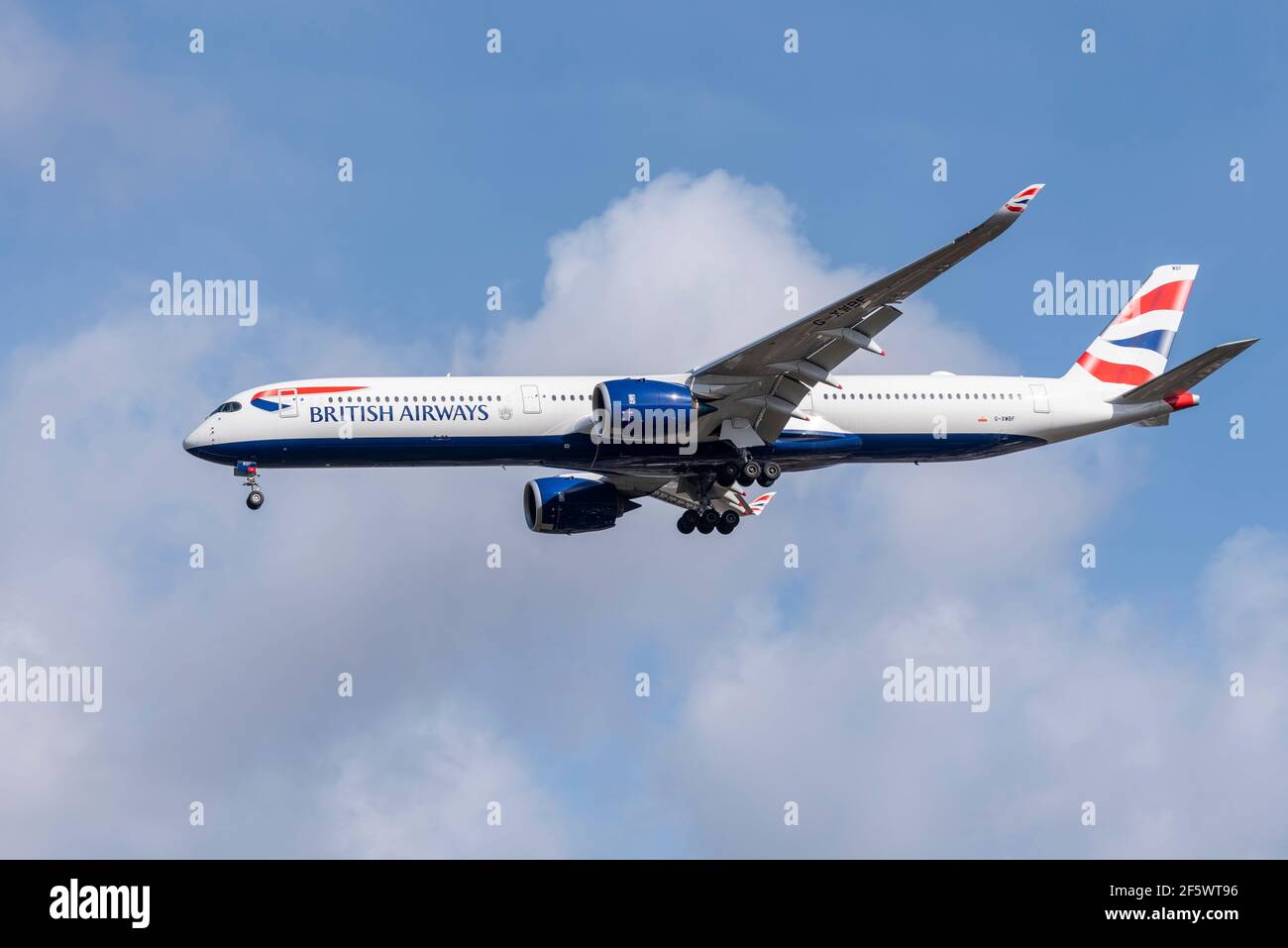British Airways Airbus A350 1000 jet airliner plane G-XWBF on finals to ...