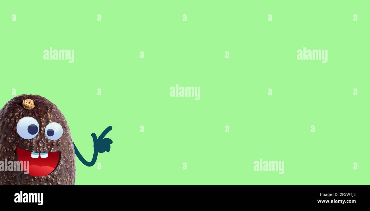 Happy funny avocado with googly eyes pointing Stock Photo - Alamy