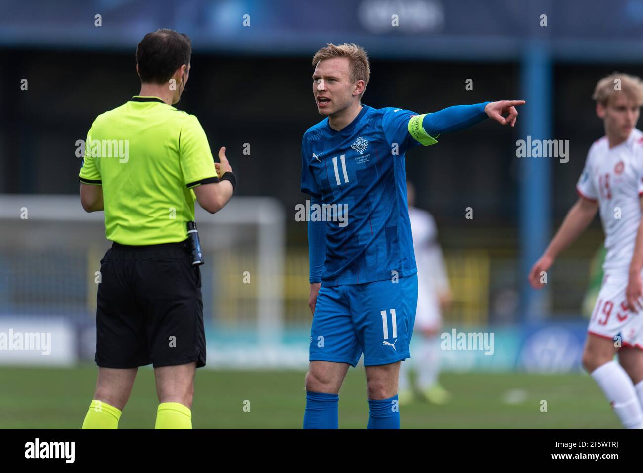Gyor, Hungary. 28th Mar, 2021. Jon Dagur Thorsteinsson (11) of Iceland ...