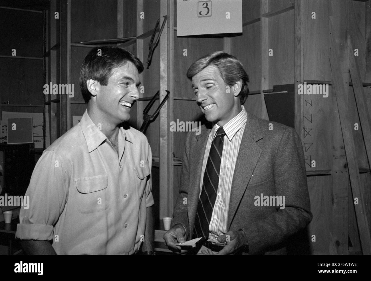 Mark Harmon and Gary Collins backstage at Hour Magazine in 1980 Credit ...