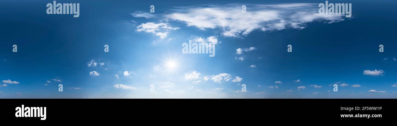 Seamless panorama with blue sky 360-degree view and beautiful clouds ...