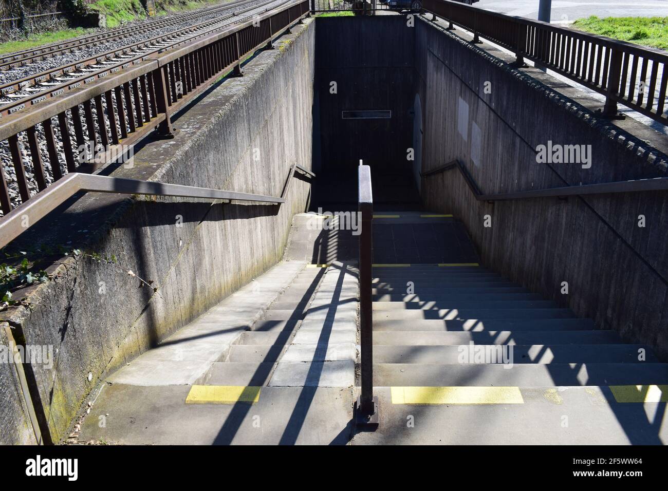 stairway crossing the railroad Stock Photo - Alamy