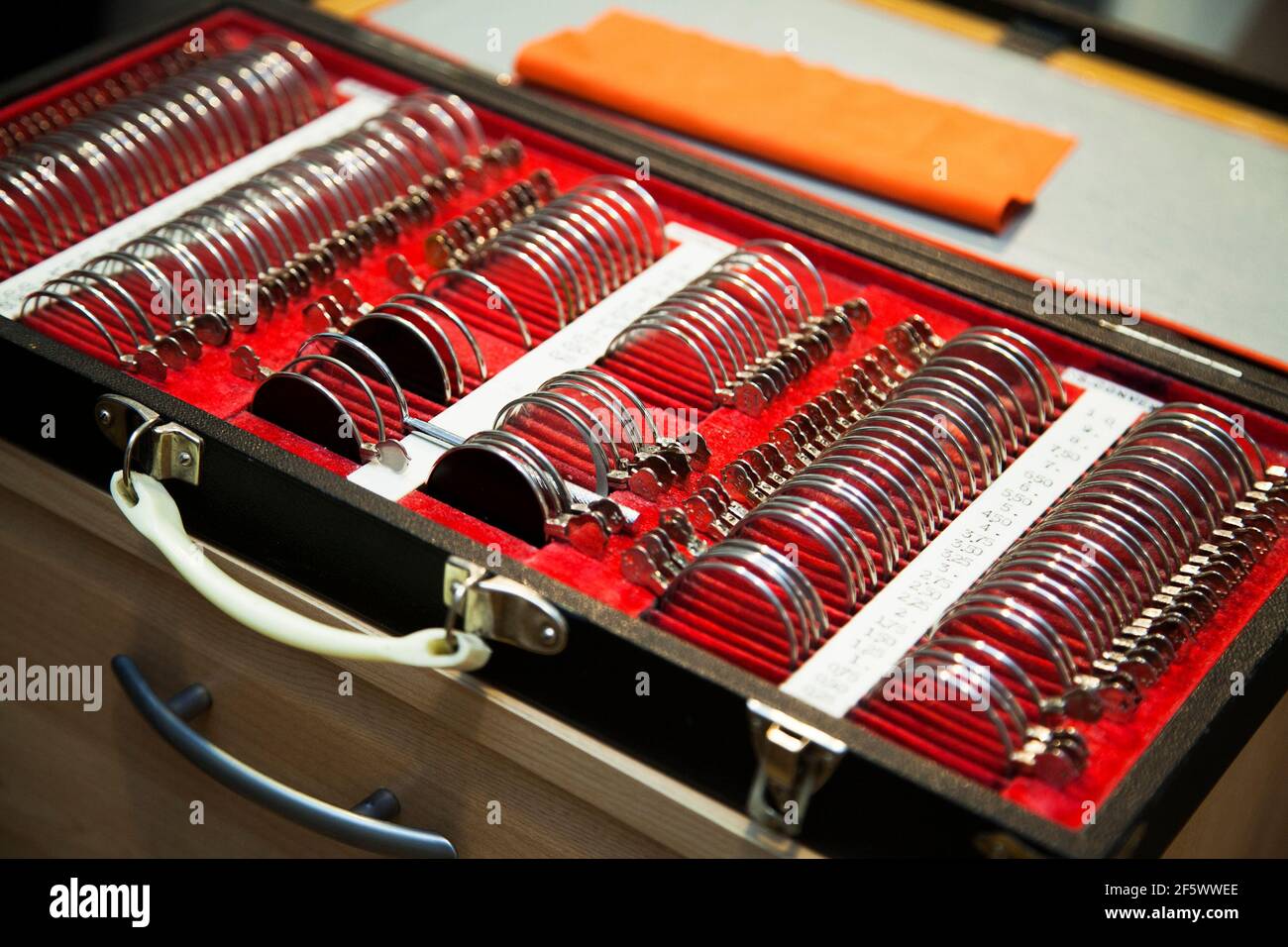 BOX WITH LENSES for vision control at optician Stock Photo - Alamy