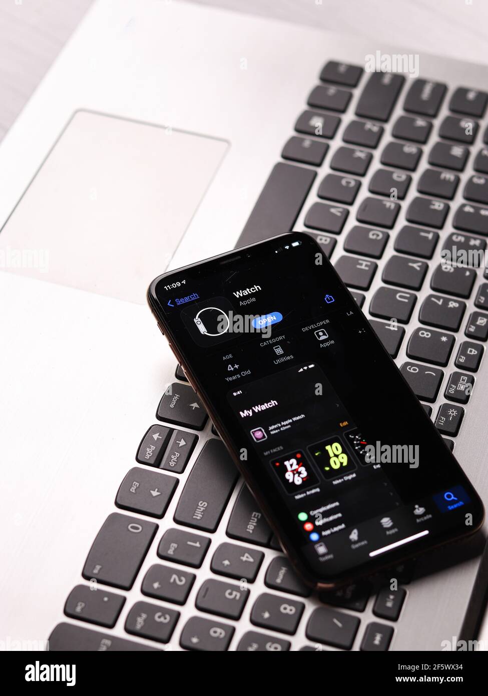 Assam, india - March 30, 2021 : Apple iwatch logo on phone screen stock ...