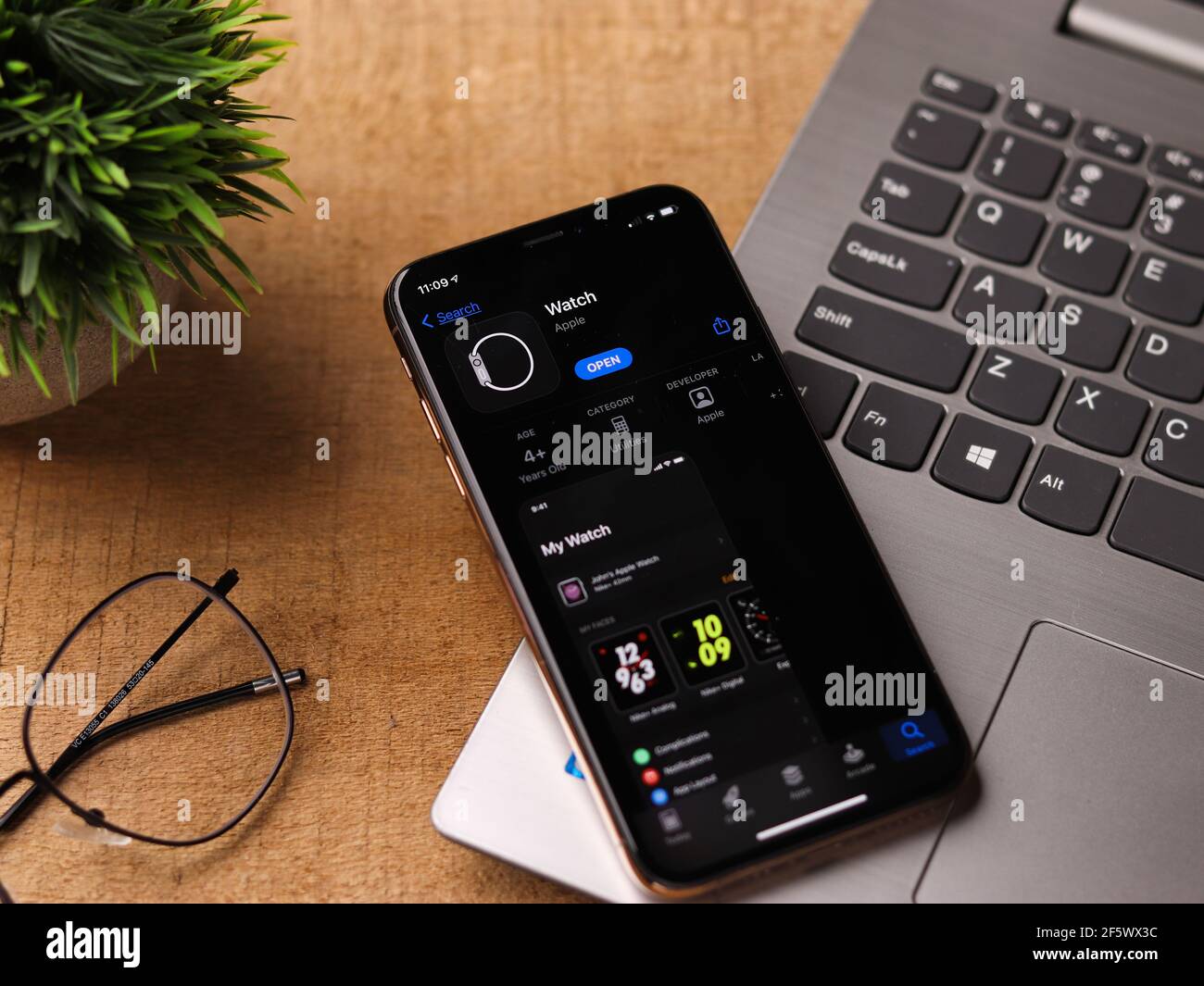 Assam, india - March 30, 2021 : Apple iwatch logo on phone screen stock ...