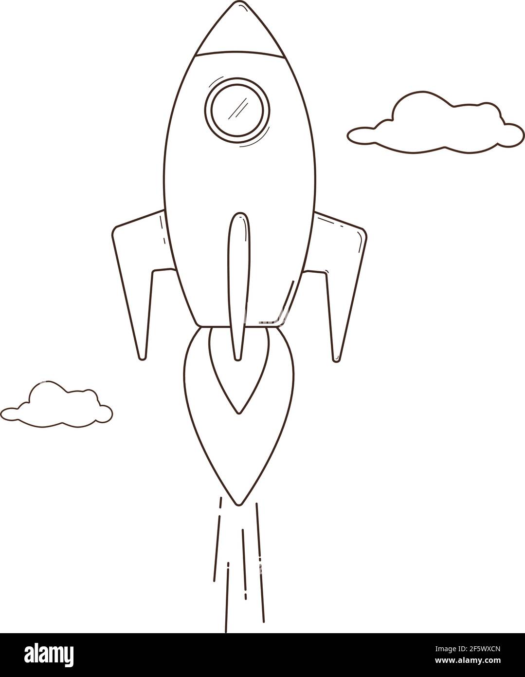 Rocket ship in line. concept of business launch start Up, business idea ...