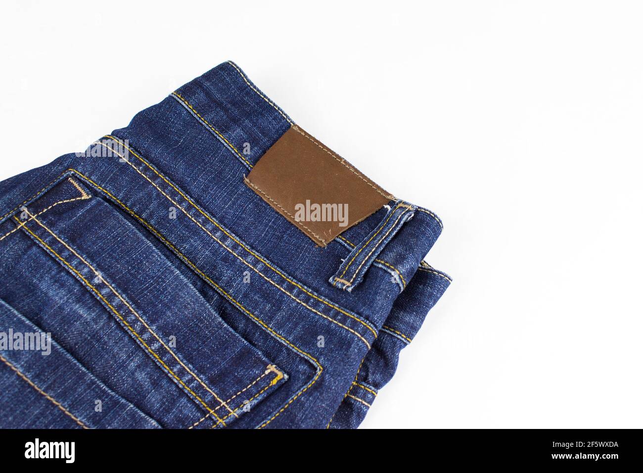 Pocket and rivet on jeans. The top part of jeans. Copy space Stock ...