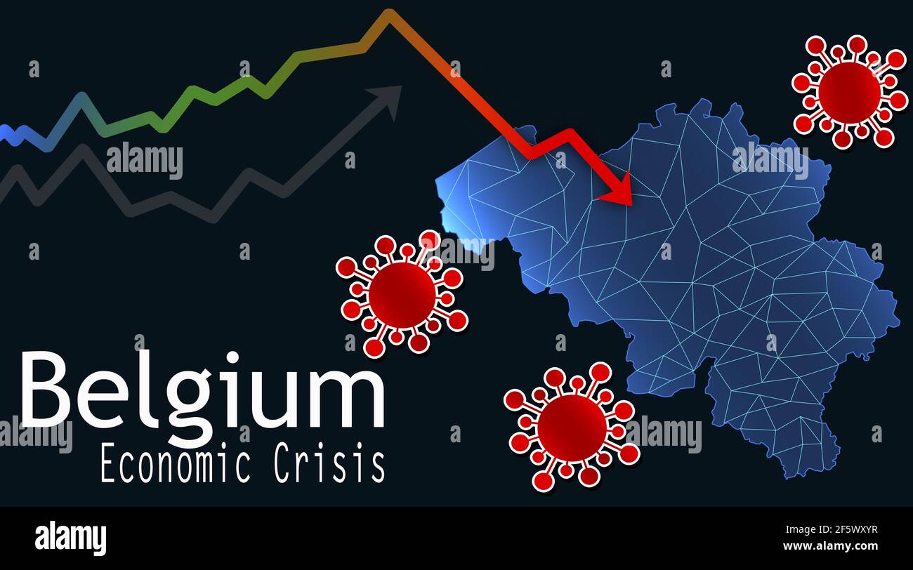An illustration of the map of Belgium with the economic crisis graph ...