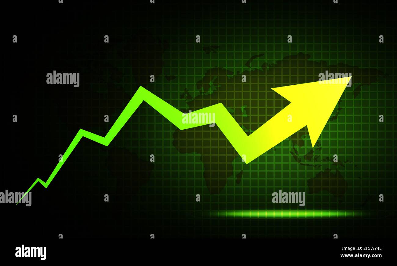 An illustration of an arrow showing the economic growth with the world ...