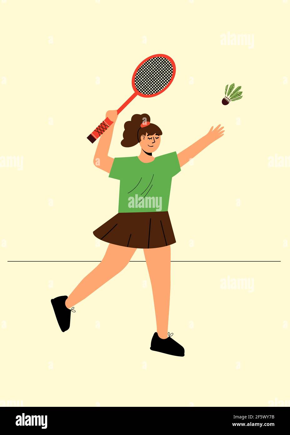 Happy girl play badminton. Woman holding racket Stock Vector Image ...