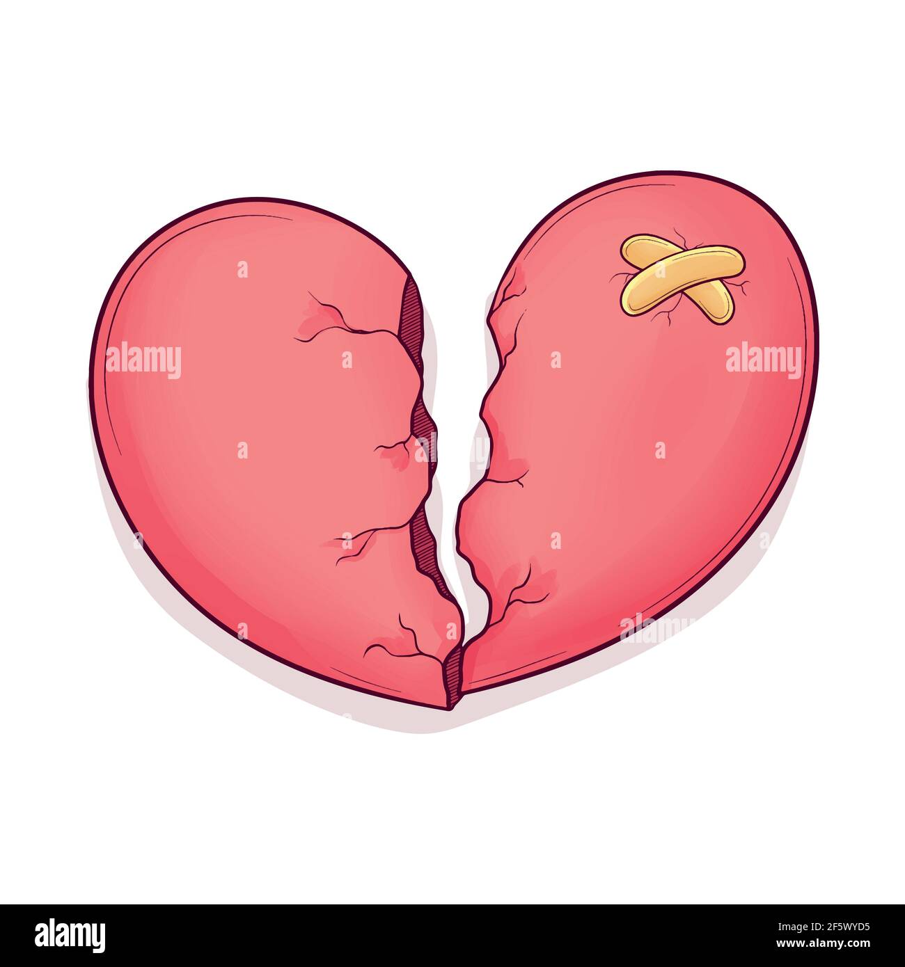 cute handdrawn broken heart illustration Stock Vector Image & Art - Alamy