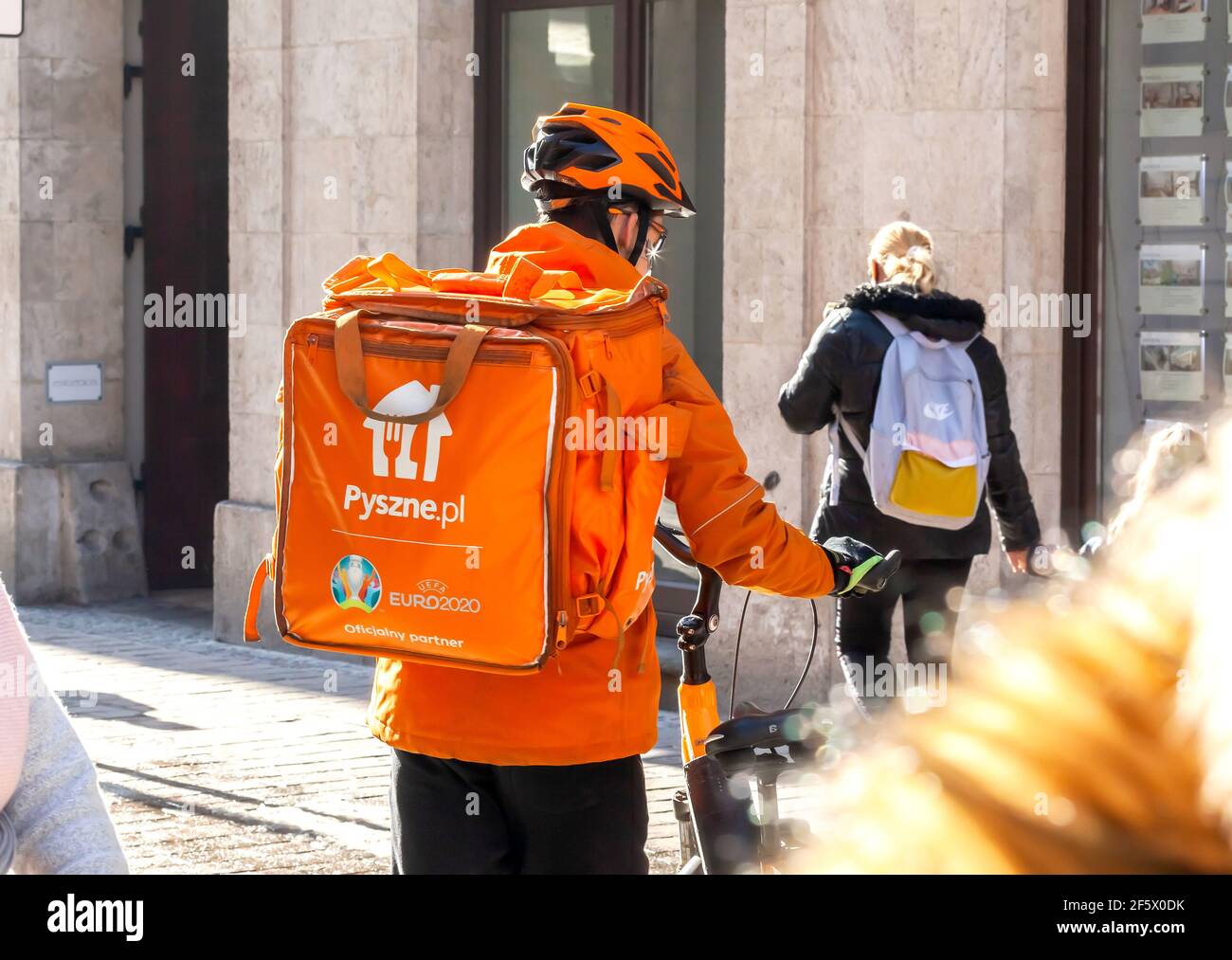 Just Eat Takeaway Pyszne.pl driver, fast food delivery bike rider with ...