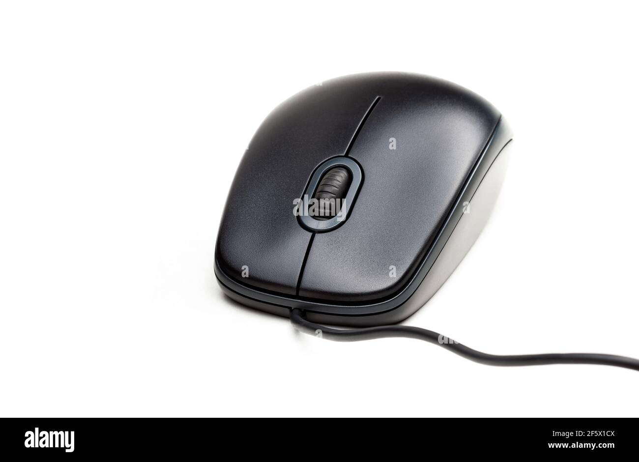 Simple traditional wired plain computer mouse, clean black office mouse ...