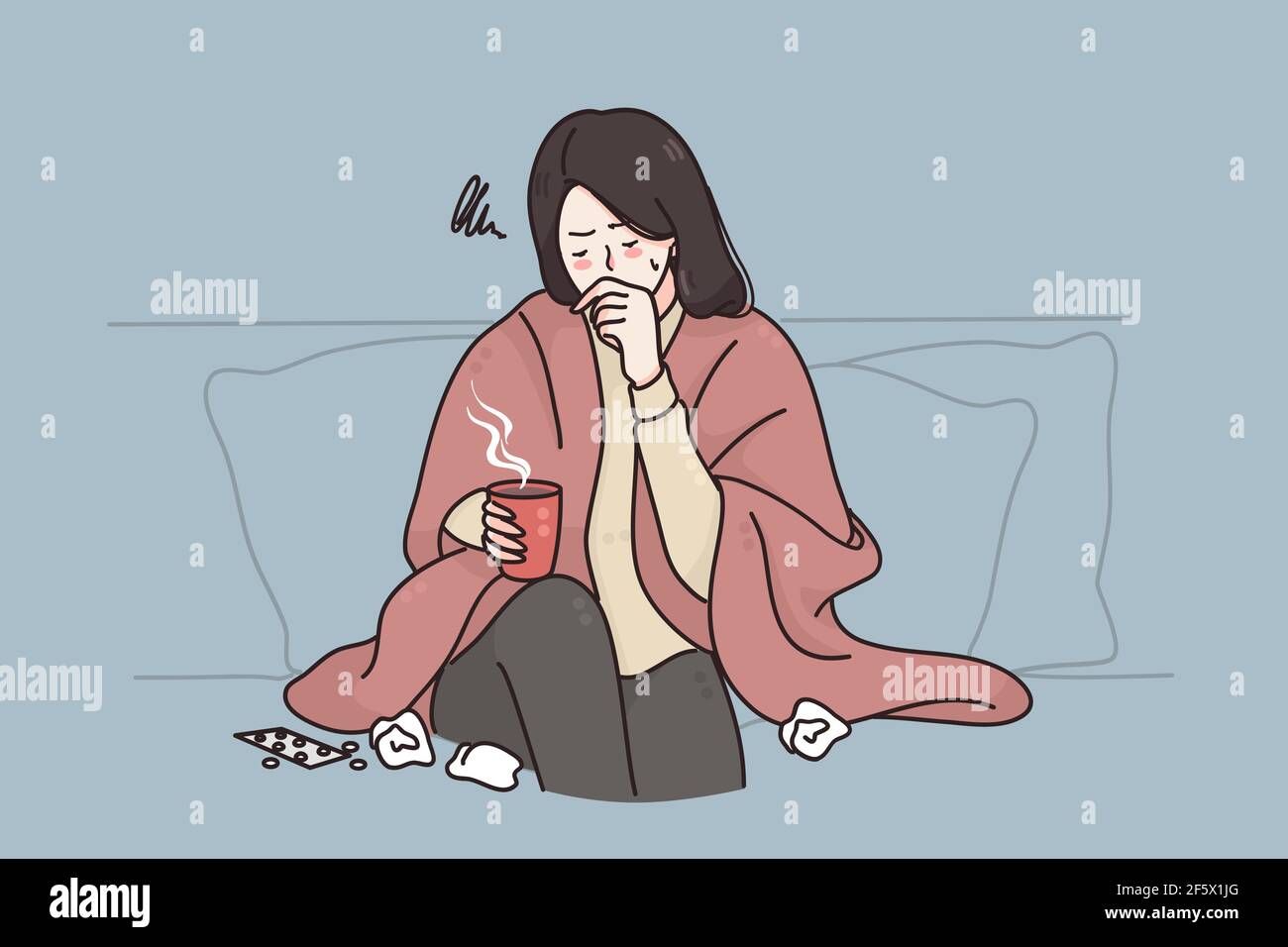 Cold , flu, Severe Cough concept Stock Vector Image & Art - Alamy