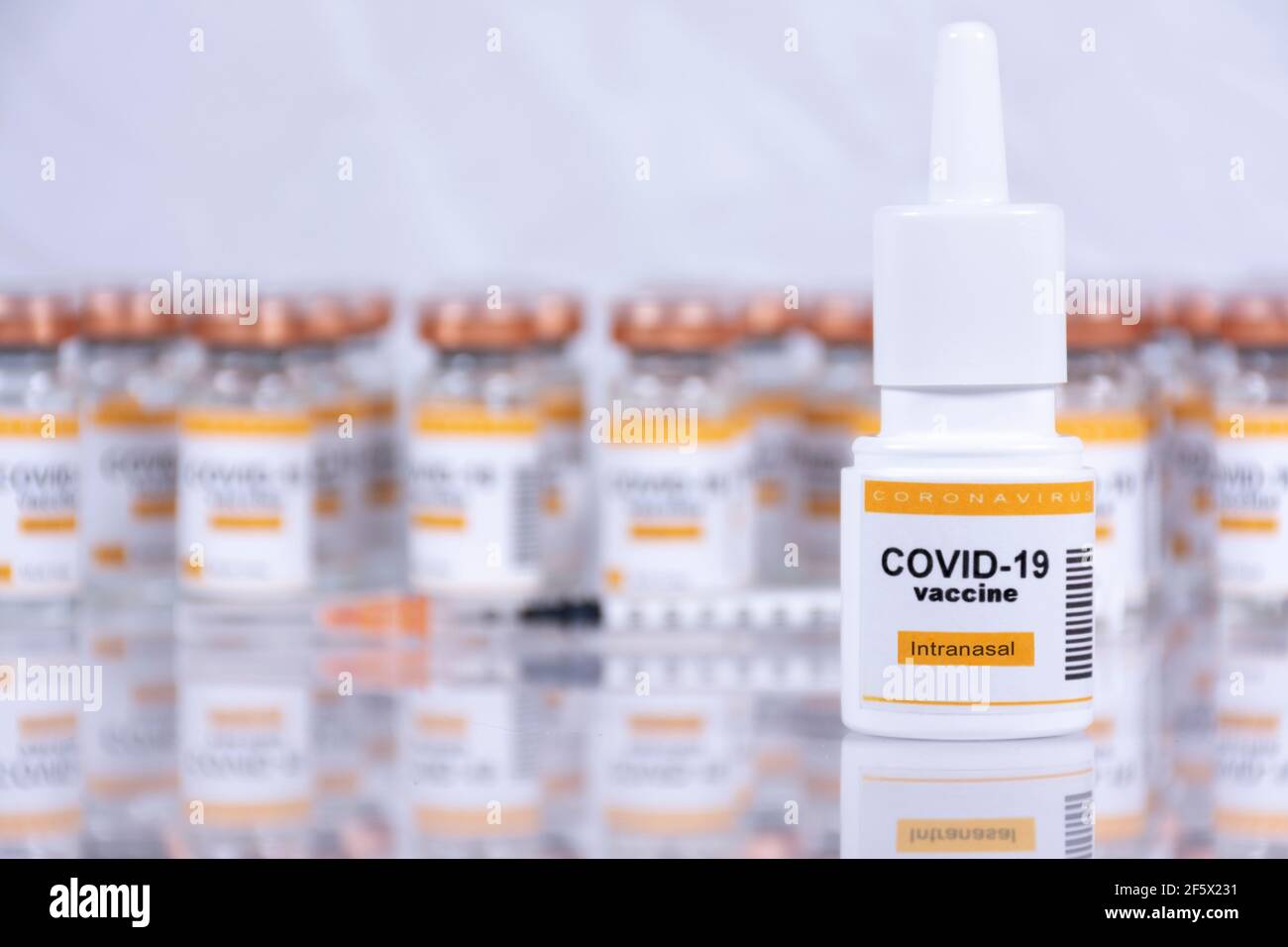 Coronavirus vaccine for intranasal use in inhaler with out-of-focus ...