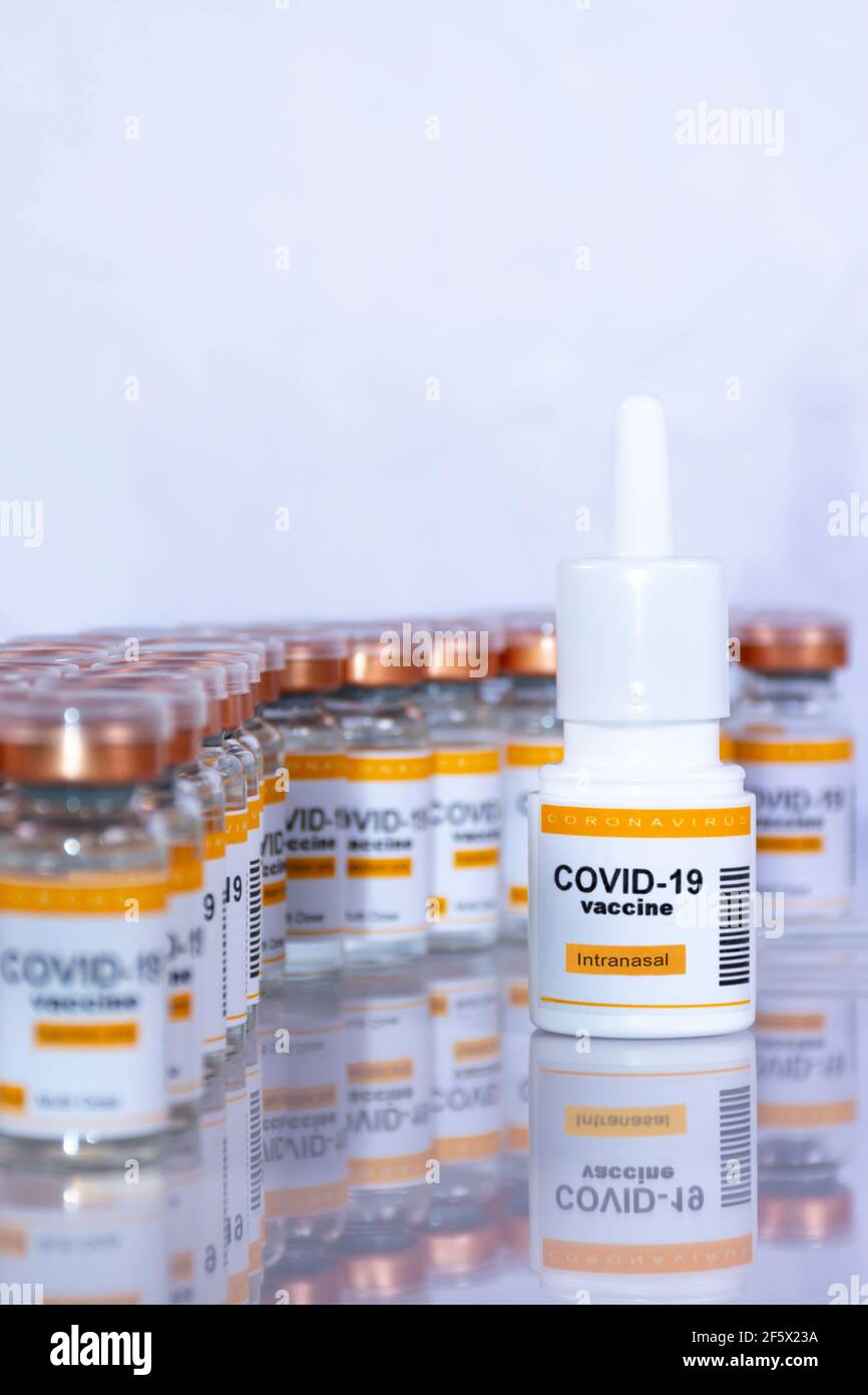 Coronavirus vaccine for intranasal use in inhaler with out-of-focus ...