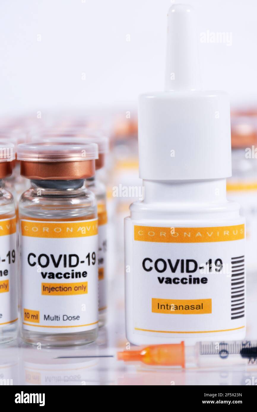 Coronavirus vaccine for intranasal use in inhaler with out-of-focus ...