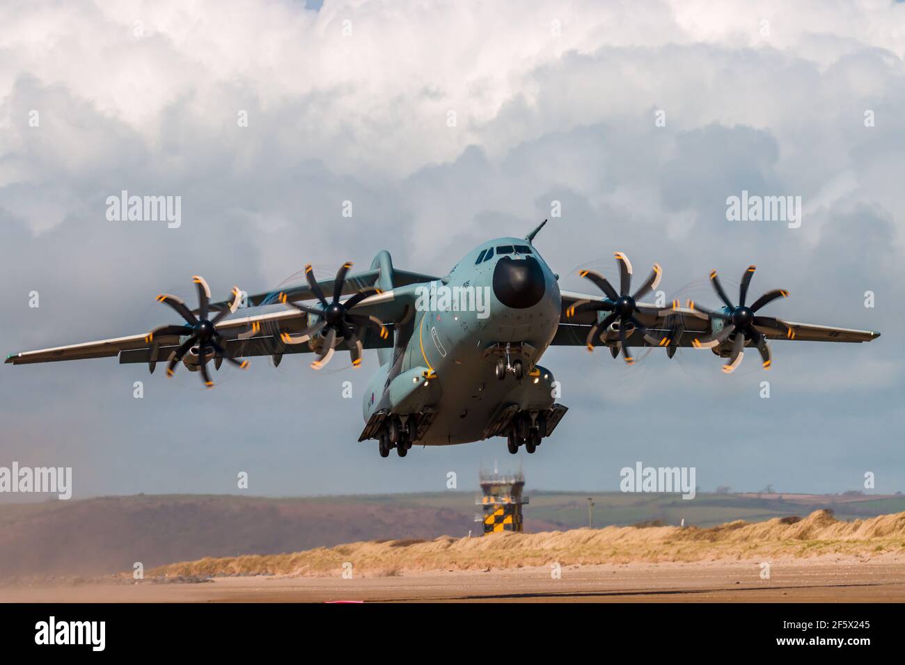 CEFN SIDAN, WALES - MARCH 25 2021: A Royal Air Force Airbus A400M ...