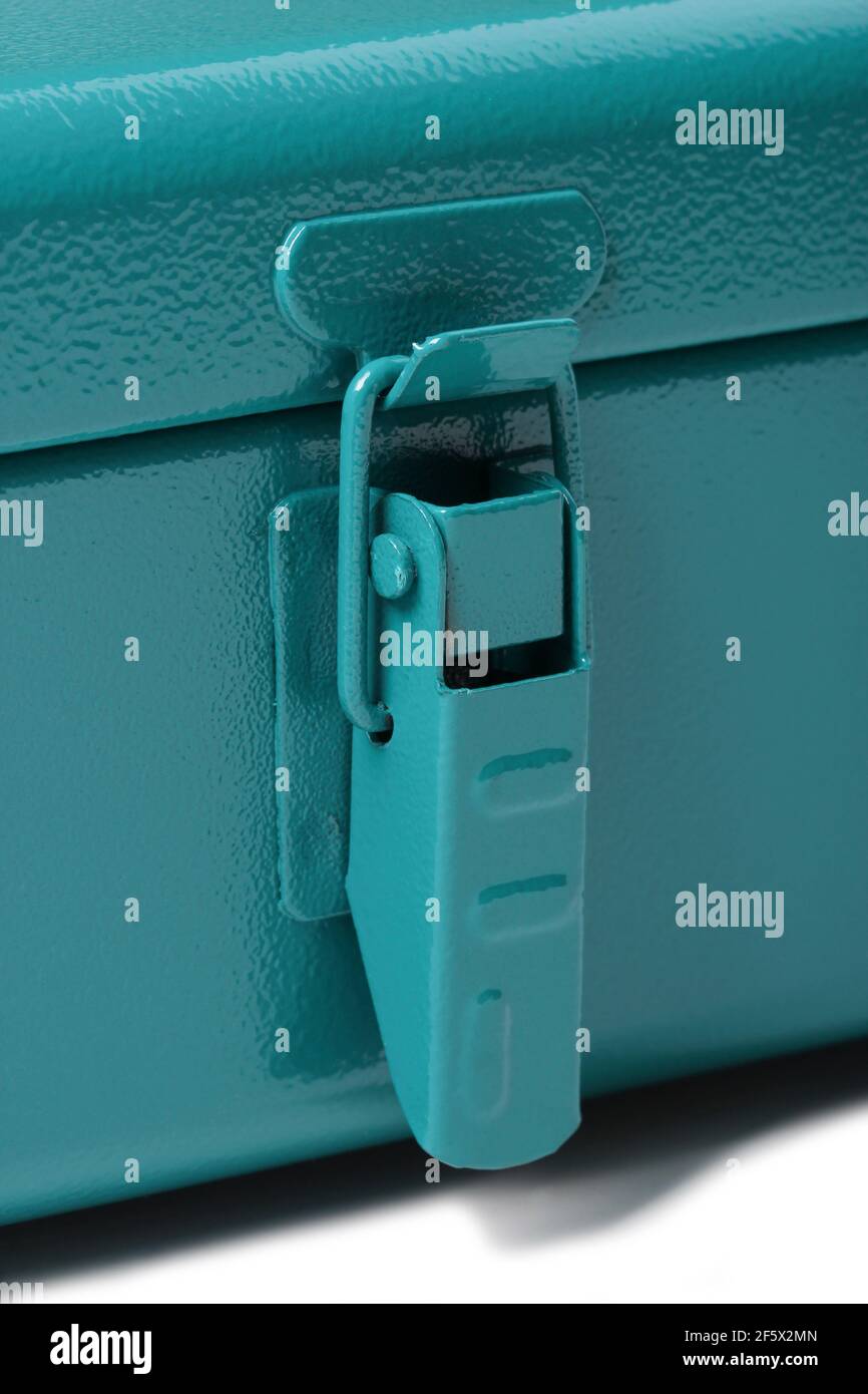 Mechanical lock of a metal case close up Stock Photo - Alamy